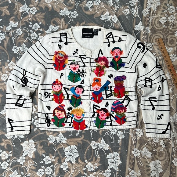 Michael Simon | Sweaters | Vintage Michael Simon Knit Felt Faces Choir ...